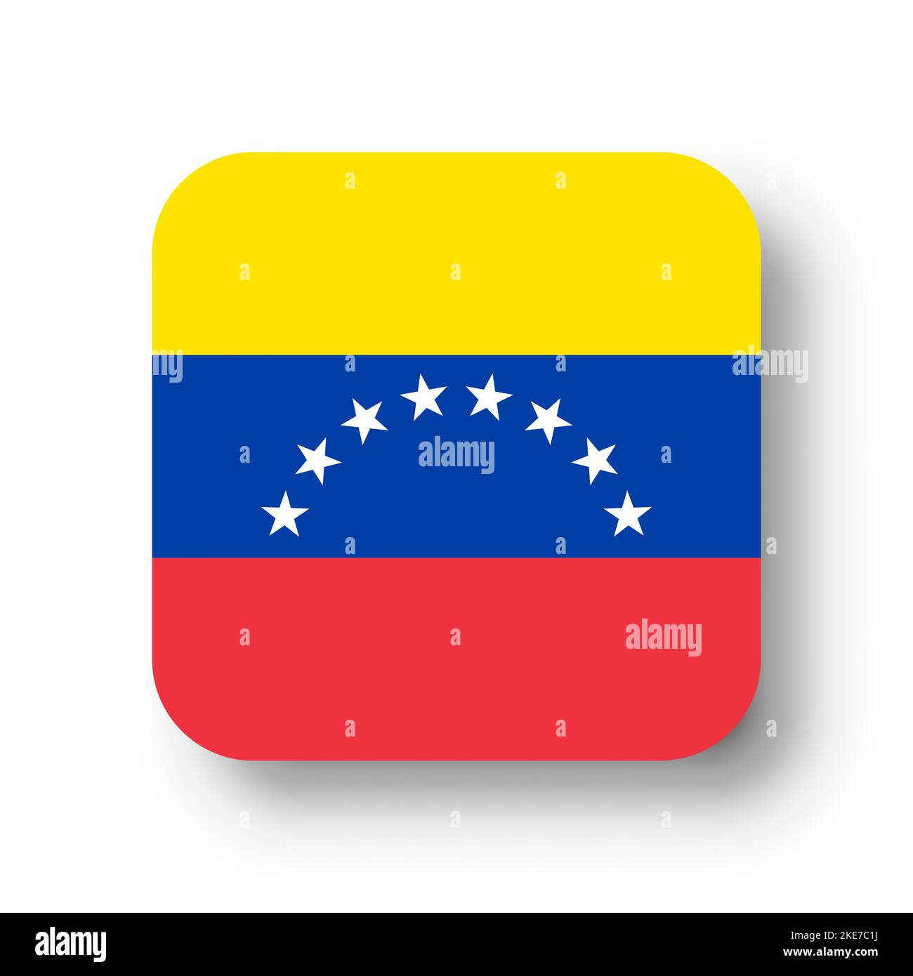 Venezuela flag - flat vector square with rounded corners and dropped ...