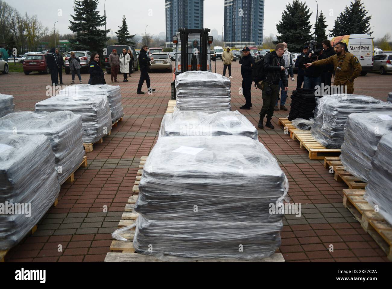 KYIV, UKRAINE - NOVEMBER 10, 2022 - A batch of bulletproof vests ...