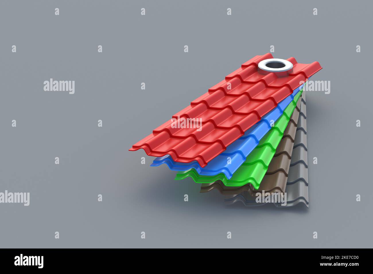 Color sampler of metal roof tile. Contemporary roofing system. Building ...