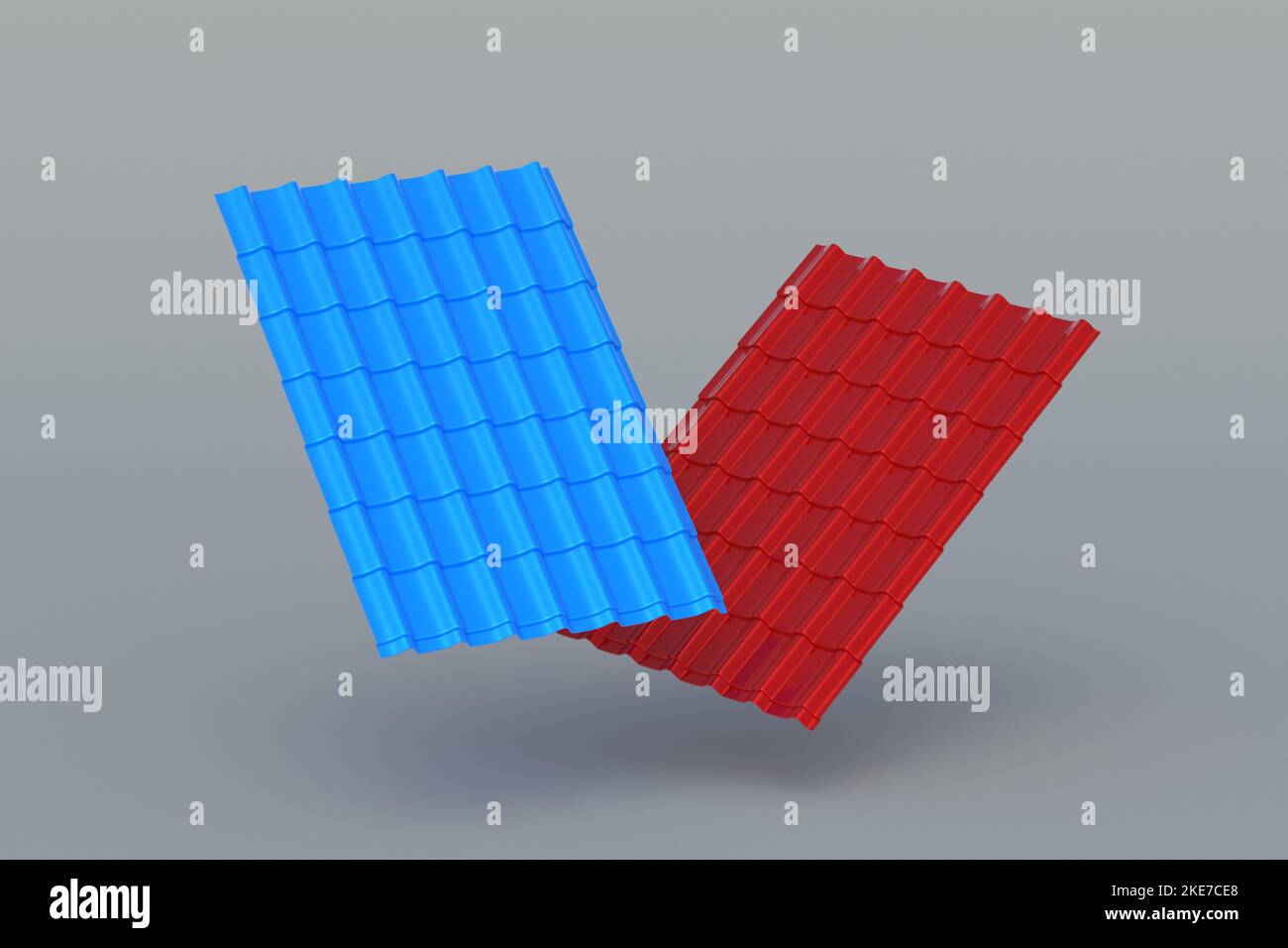 Modern metal roof tile. Contemporary roofing system. Building materials ...