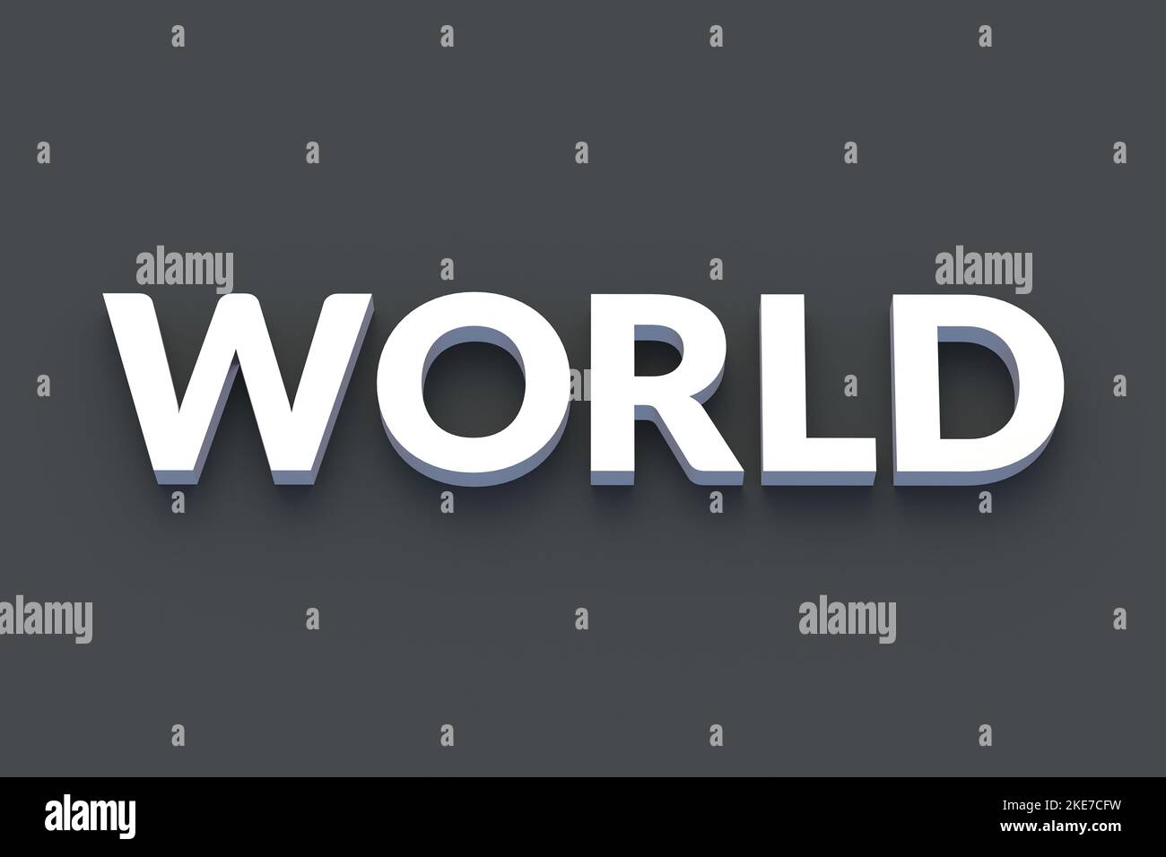 Metallic word world of silver color. Top view. 3d render Stock Photo ...