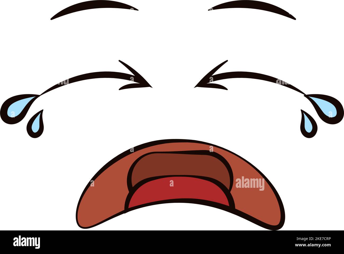 White flat crying face expression avatar Vector Stock Vector Image ...