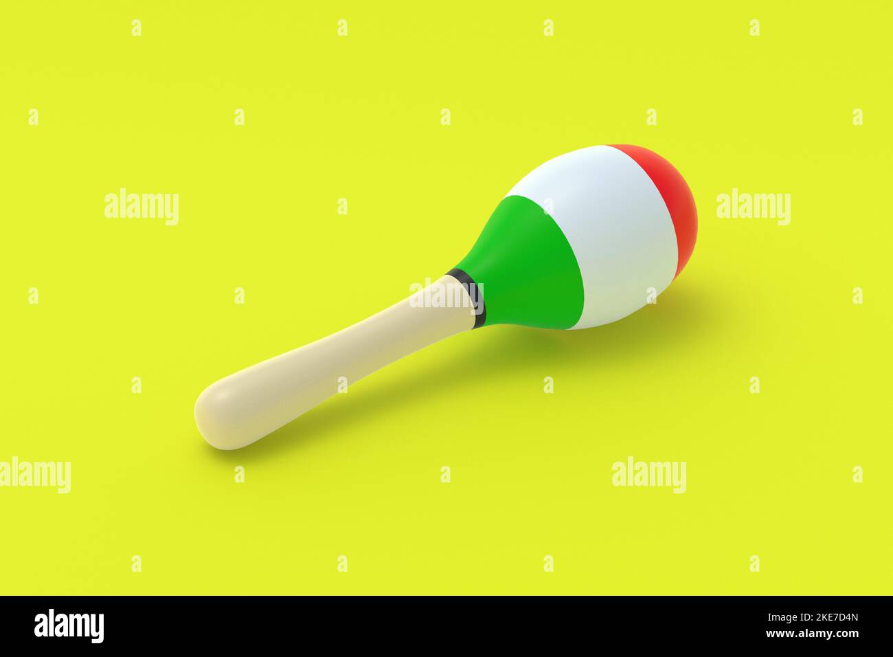 One mexican maracas on yellow background. National musical instrument ...