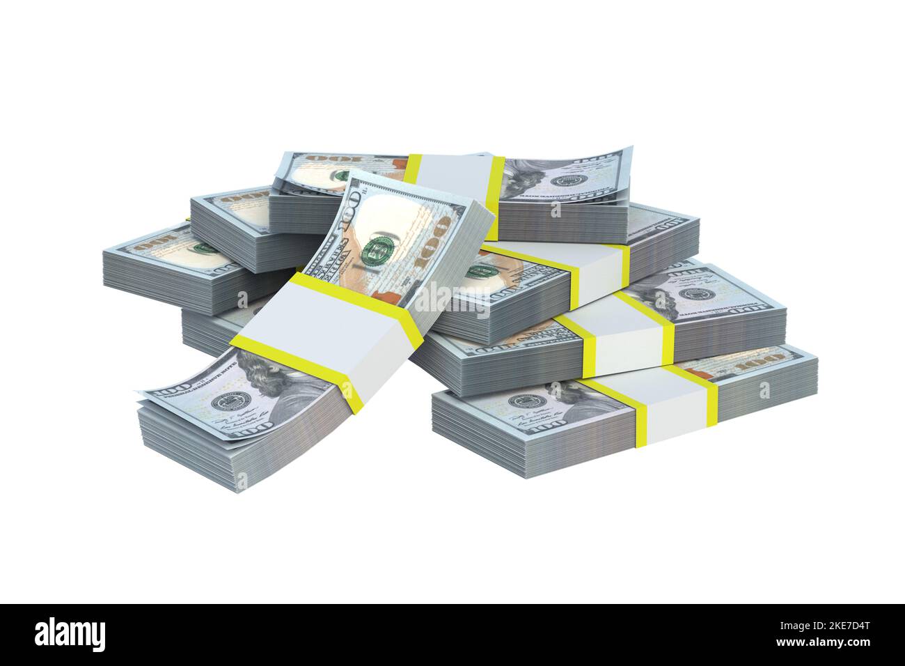 Dollar banknotes isolated on white background. Stack of money. Heap of ...