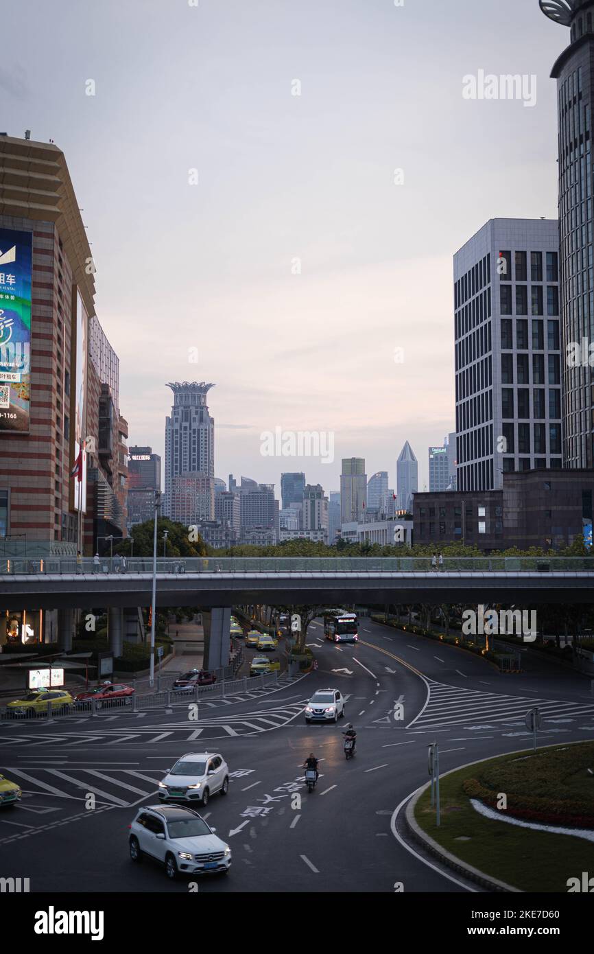 A vertical shot of a beautiful view of Shanghai city in China Stock ...