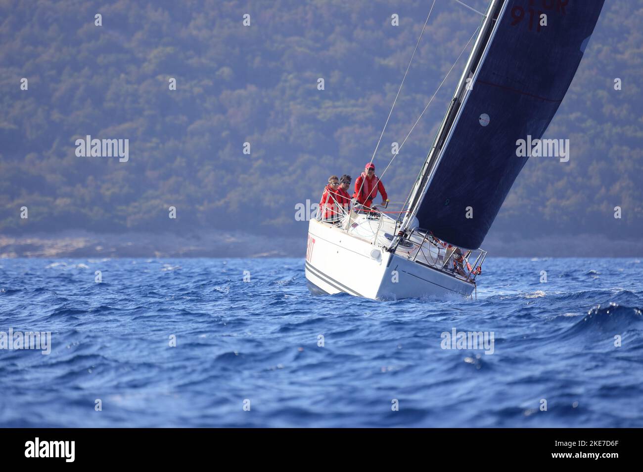 Bodrum,Turkey. 05 November 2022: Sailboats sail in windy weather in the ...