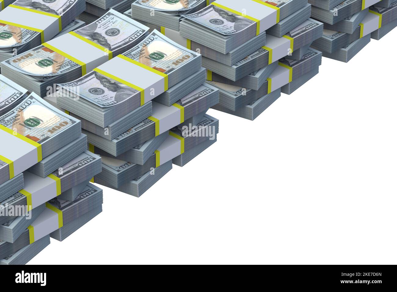 Dollar banknotes isolated on white background. Stack of money. Heap of ...