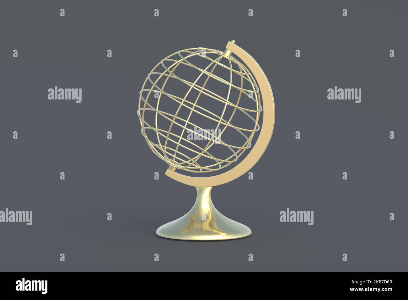 Wire globe of golden color. International communication. Geographic ...