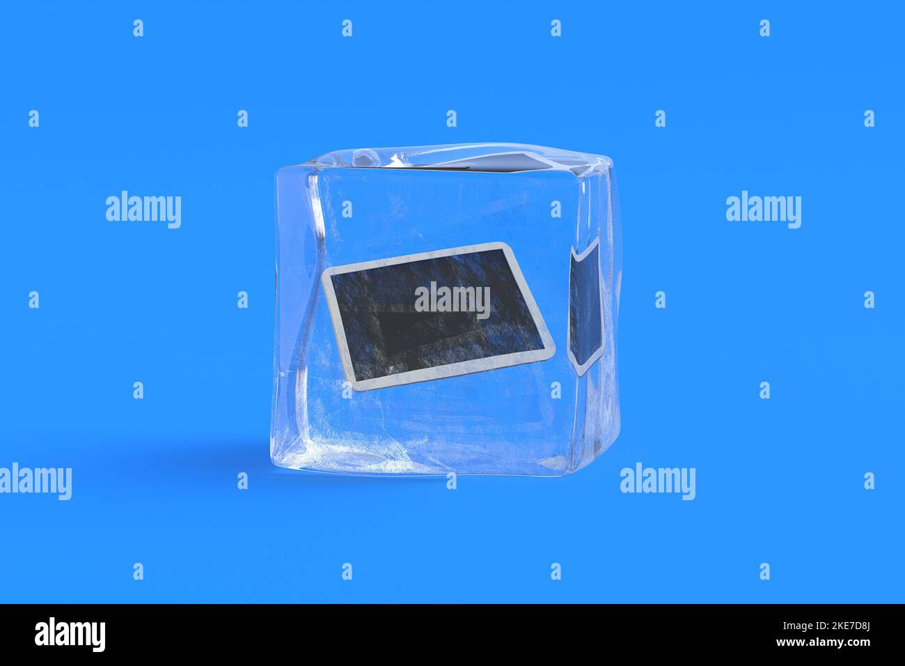 Blank chalkboard in ice cube. 3d illustration Stock Photo - Alamy