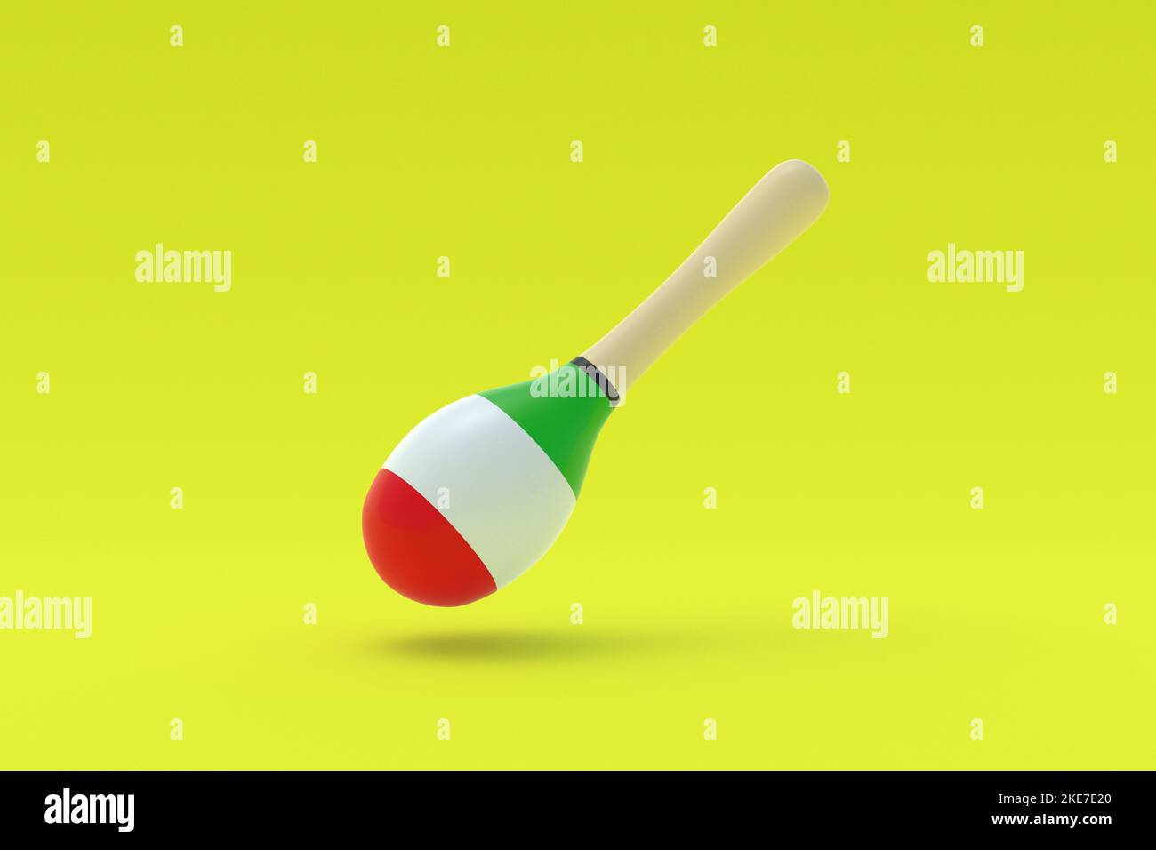 One mexican maracas on yellow background. National musical instrument ...