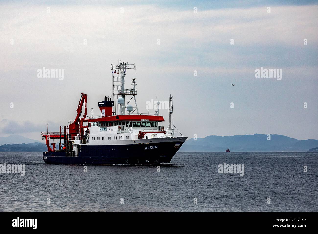 Research and seismic vessel Alkor at Byfjorden, arriving in the port of ...