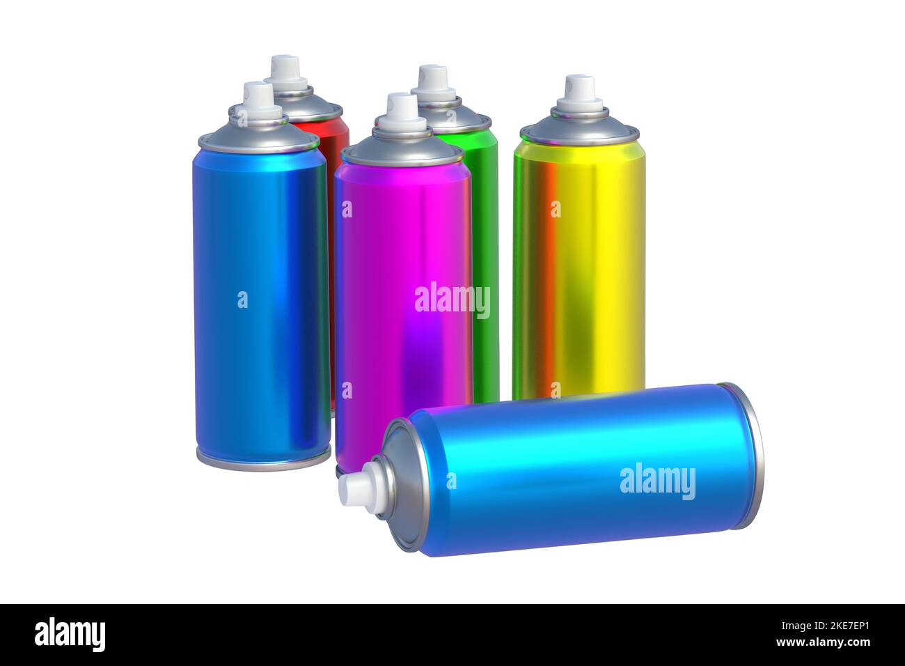Cans of spray paint isolated on white background. 3d render Stock Photo ...