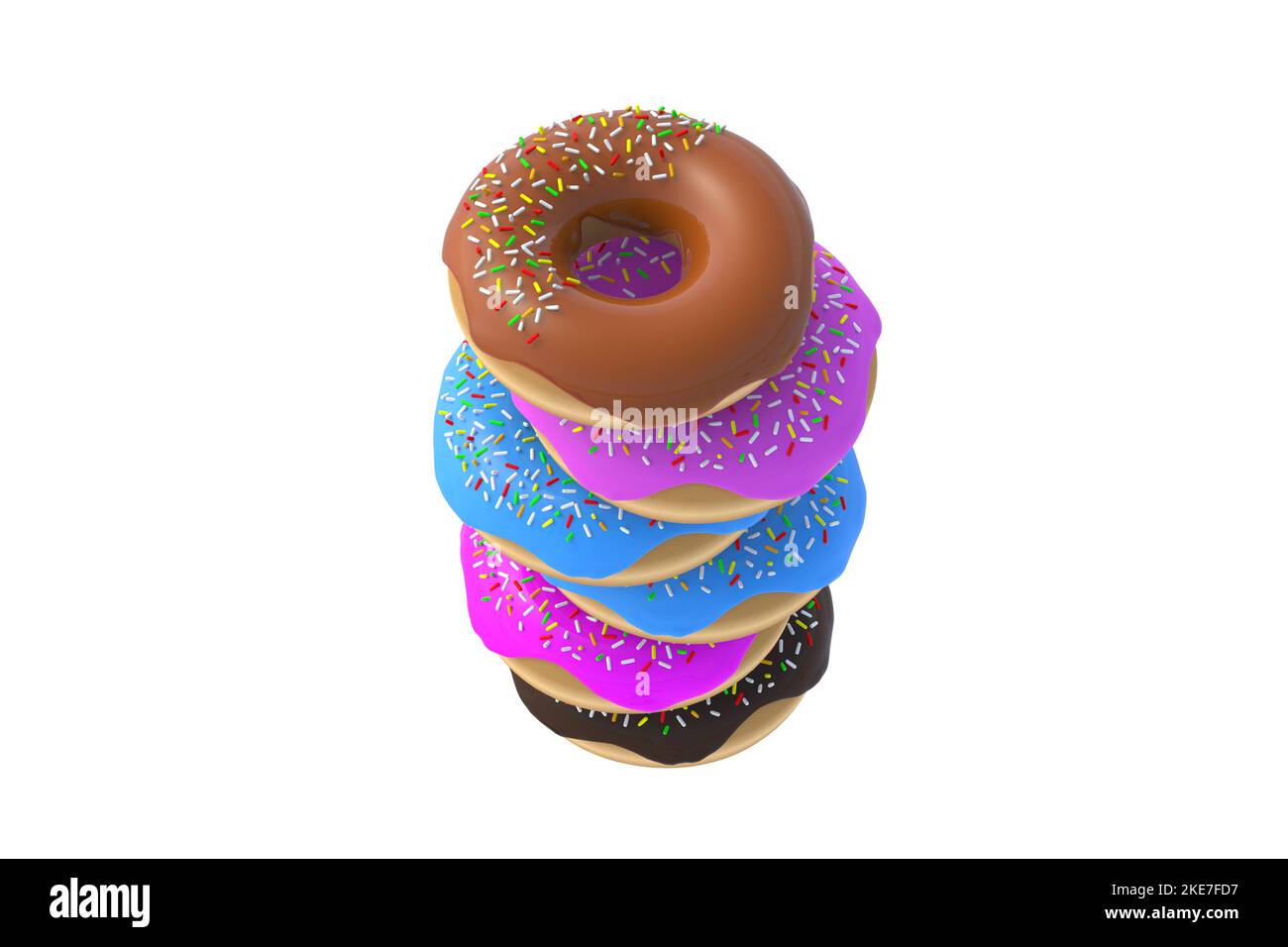 Stack of donuts isolated on white background. 3d render Stock Photo - Alamy