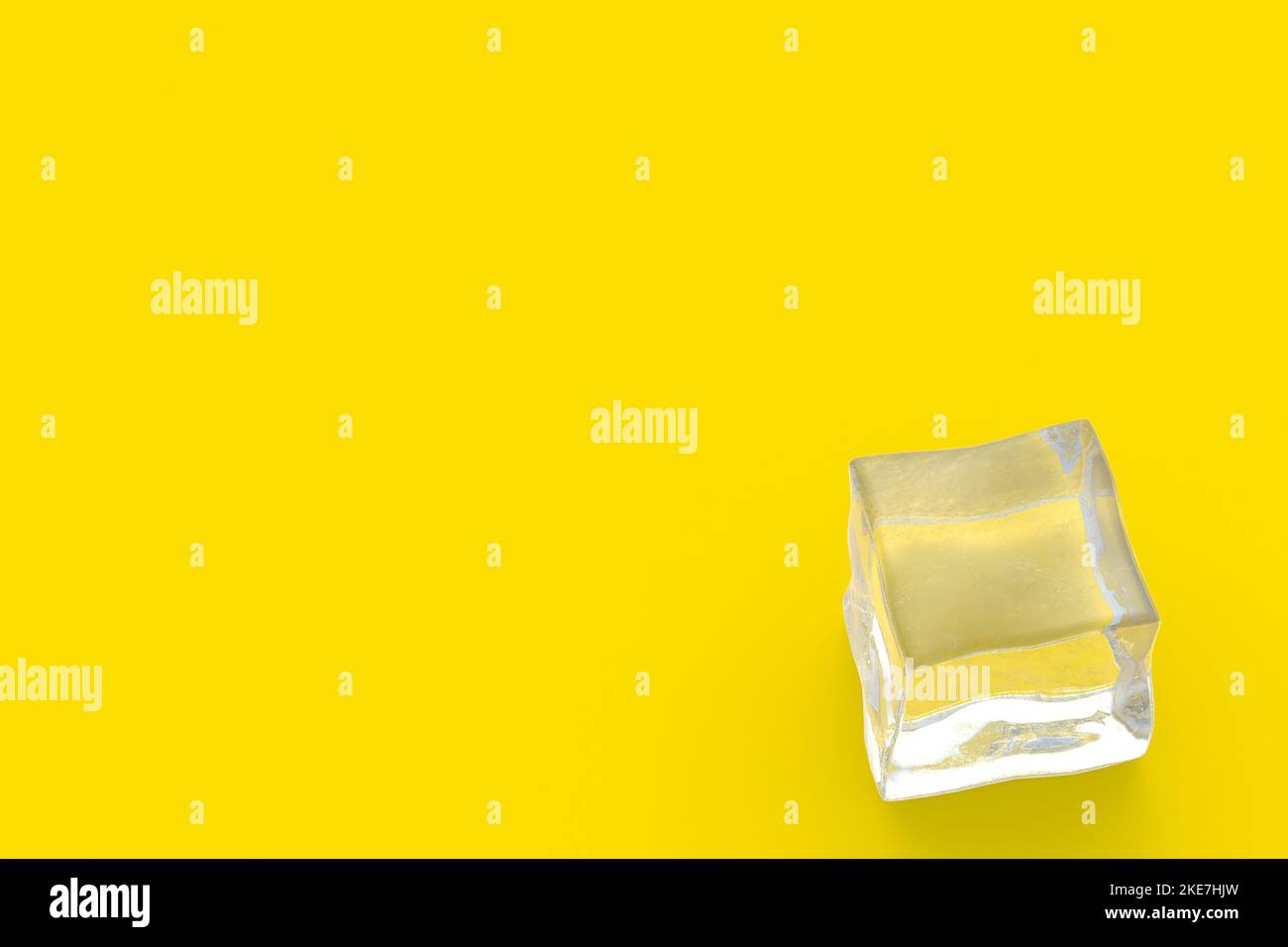 One ice cube on yellow background. Cold beverages. Refreshing drinks ...