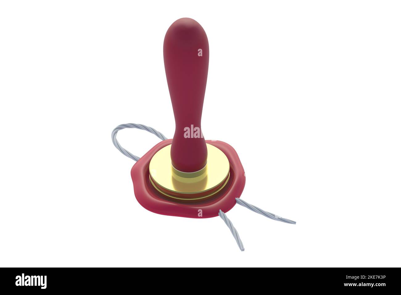 Vintage seal wax stamp with rope isolated on white background. 3d ...