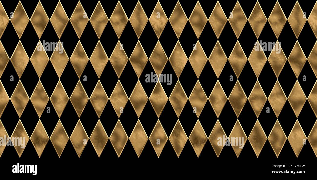 Seamless golden diamond harlequin checker pattern. Vintage abstract ...