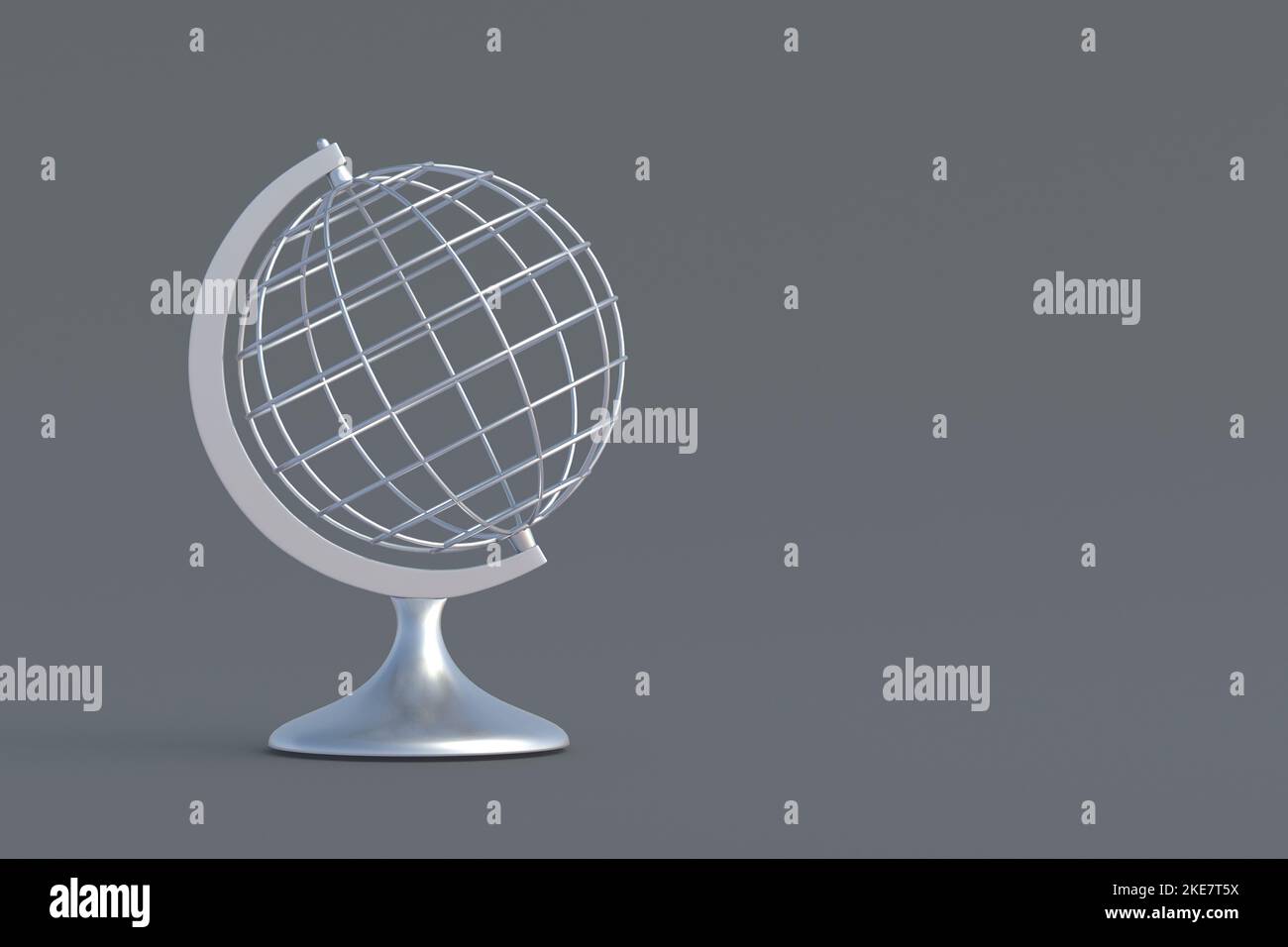 Wire globe of silver color. International communication. Geographic ...