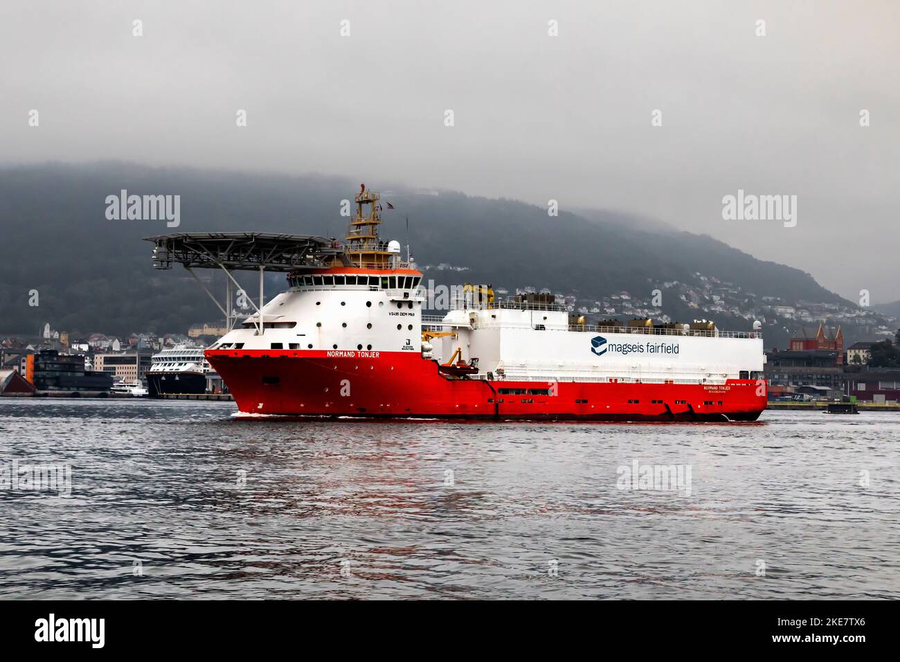 Offshore subsea vessel Normand Tonjer on Byfjorden, outside port of ...