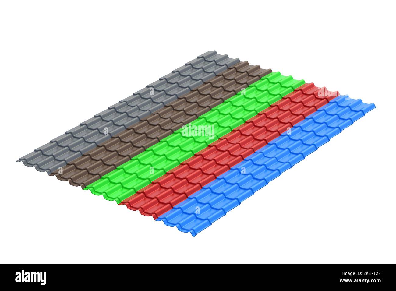 Metal roof tile isolated on white background. 3d render Stock Photo - Alamy