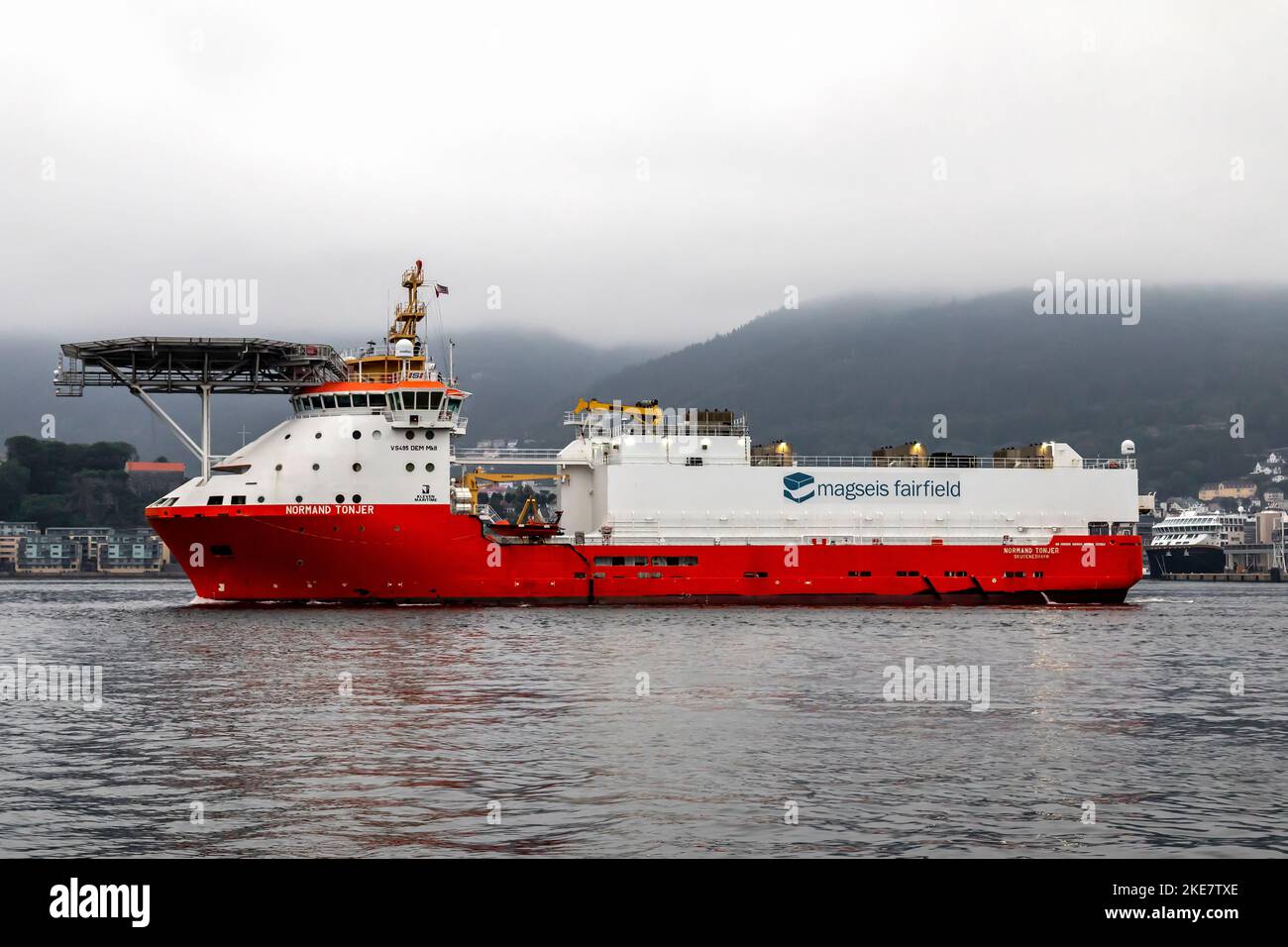 Offshore subsea vessel Normand Tonjer on Byfjorden, outside port of ...