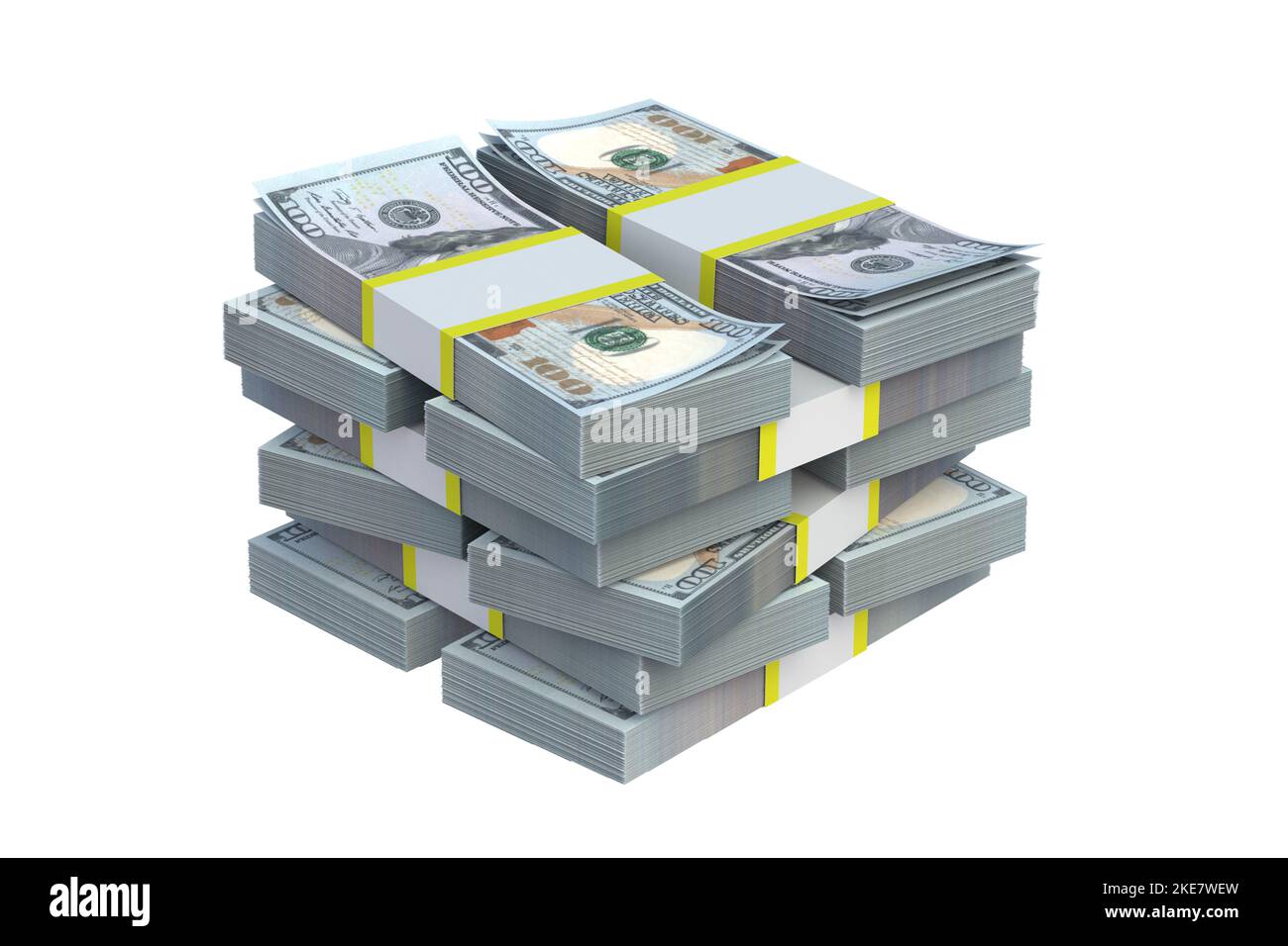 Dollar banknotes isolated on white background. Stack of money. Heap of ...