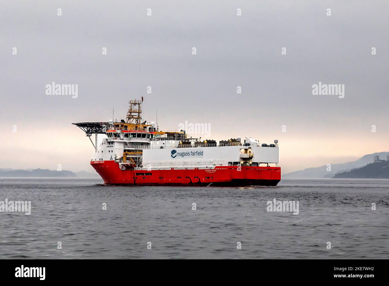 Offshore subsea vessel Normand Tonjer on Byfjorden, outside port of ...
