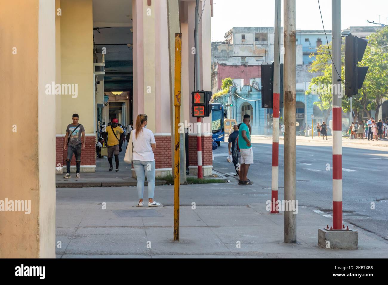Cuban people lifestyle in a centric corner in the downtown district ...