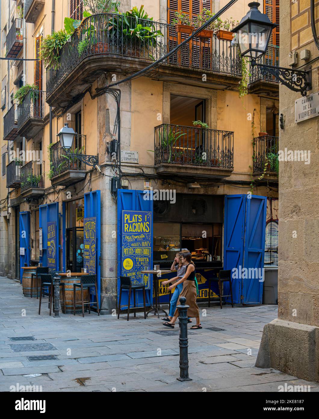 Small Spanish Bodega In The Alleys Of Barcelona, Catalonia, Spain Stock ...