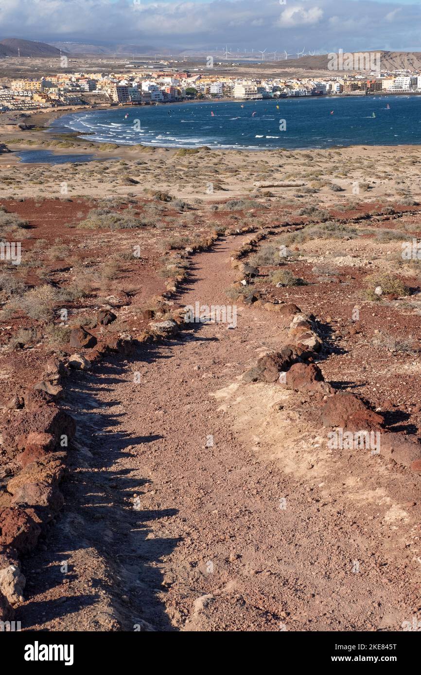 Rough path through the volcanic red ground of Montana Roja, aiming ...