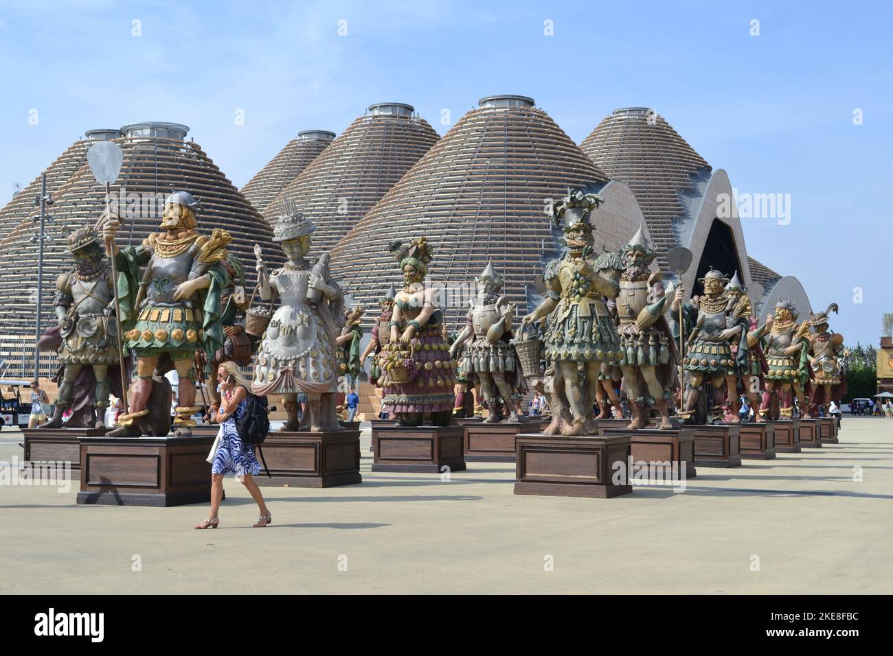 Statues of the Food People characters by Dante Ferretti on pedestals ...