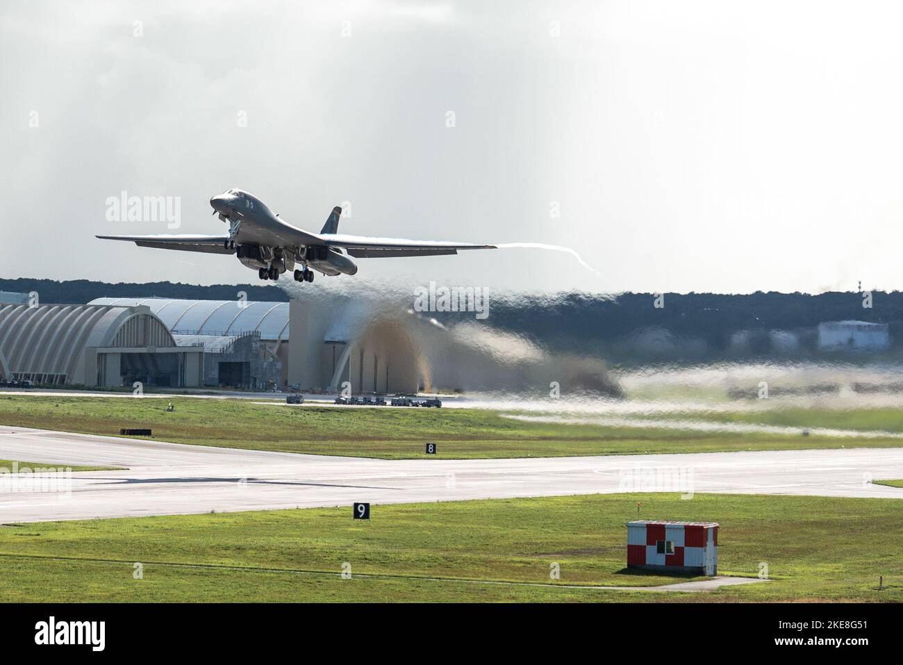 A U.S. Air Force B-1B Lancer assigned to the 37th Expeditionary Bomb ...