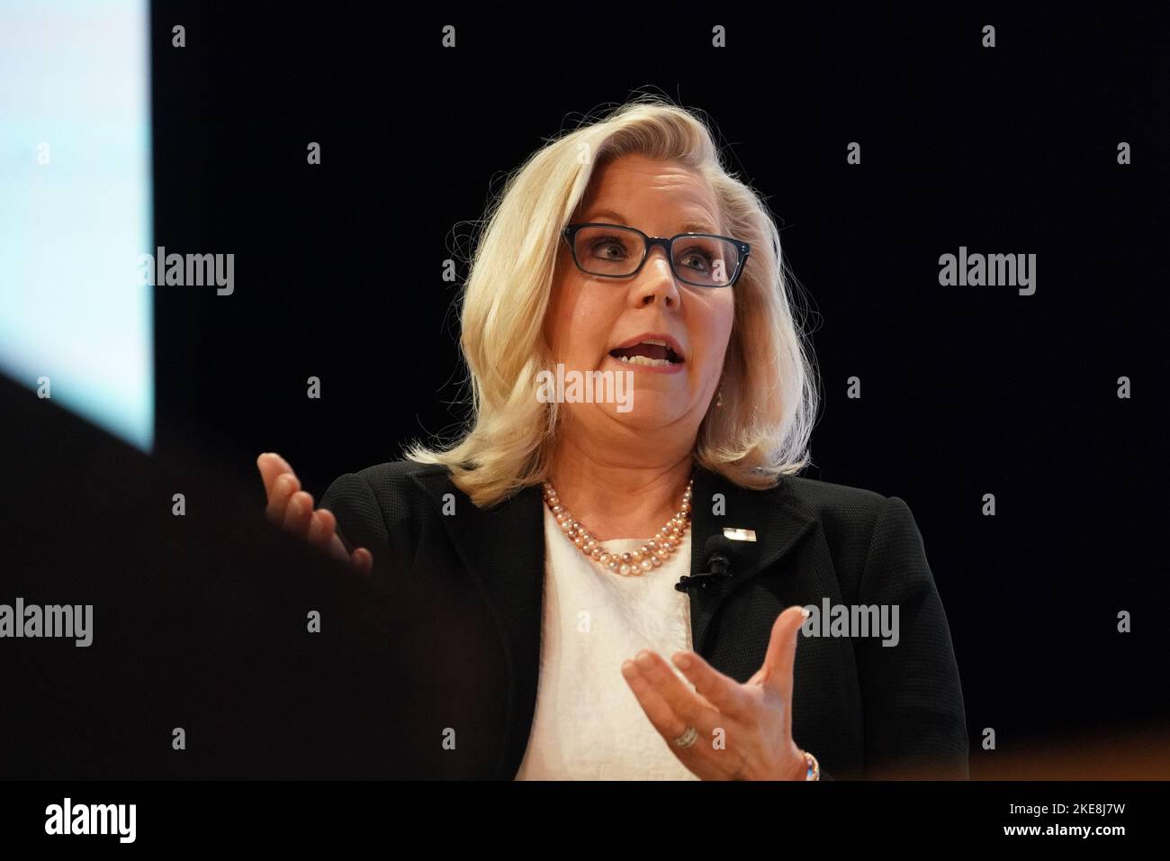 New York, NY, USA. 10th Nov, 2022. Congresswoman LIZ CHENEY speaks at ...