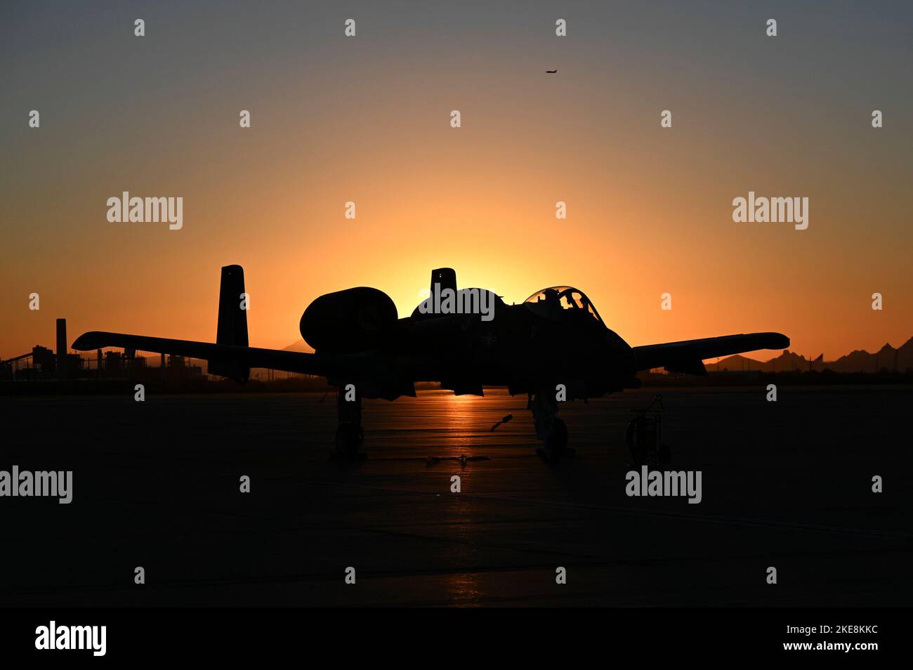 An A-10 Thunderbolt II, assigned to the 355th Wing, sits on the flight ...
