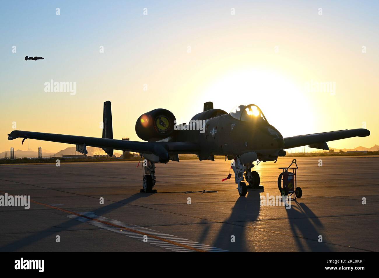 An A-10 Thunderbolt II, assigned to the 355th Wing, sits on the flight ...