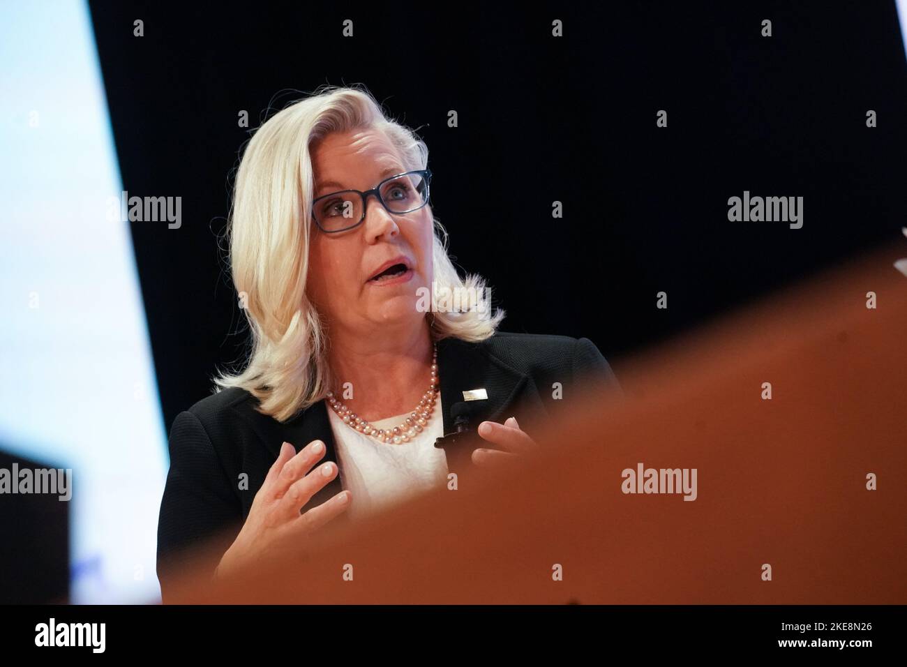 New York, NY, USA. 10th Nov, 2022. Congresswoman LIZ CHENEY speaks at ...
