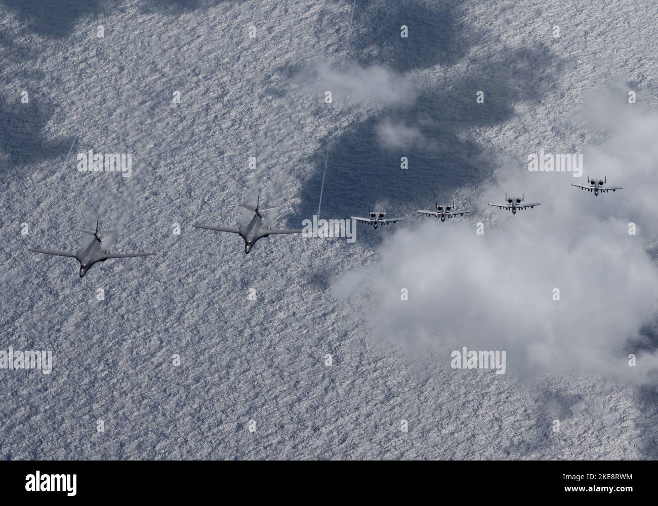 Two U.S. Air Force B-1B Lancers assigned to the 37th Expeditionary Bomb ...