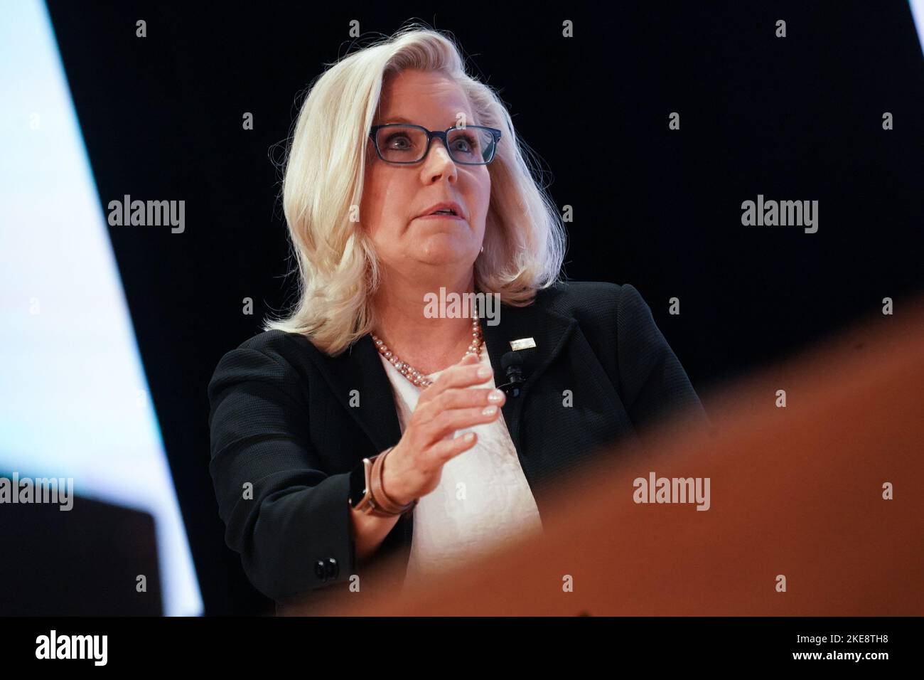 New York, NY, USA. 10th Nov, 2022. Congresswoman LIZ CHENEY speaks at ...