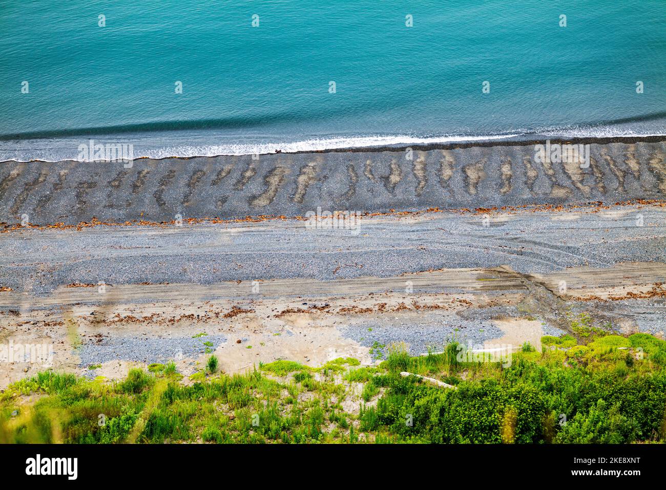 Foggy; misty view of Cook Inlet from Kenai Peninsula; Lake Clark ...