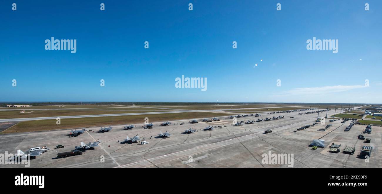 U.S. Air Force and Navy aircraft span the flight line during Checkered ...