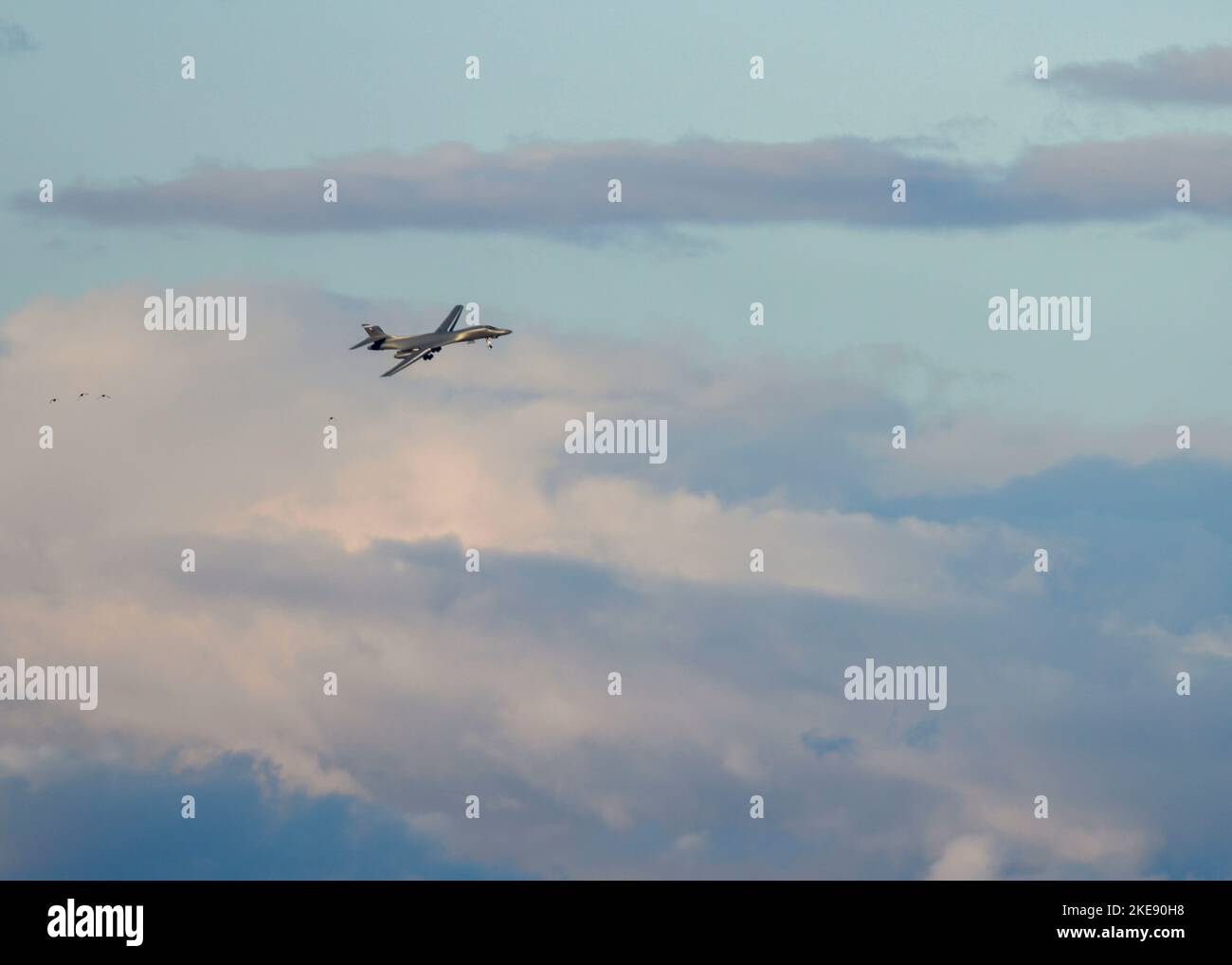 A U.S. Air Force B-1B Lancer aircraft assigned to the 7th Bomb Wing at ...