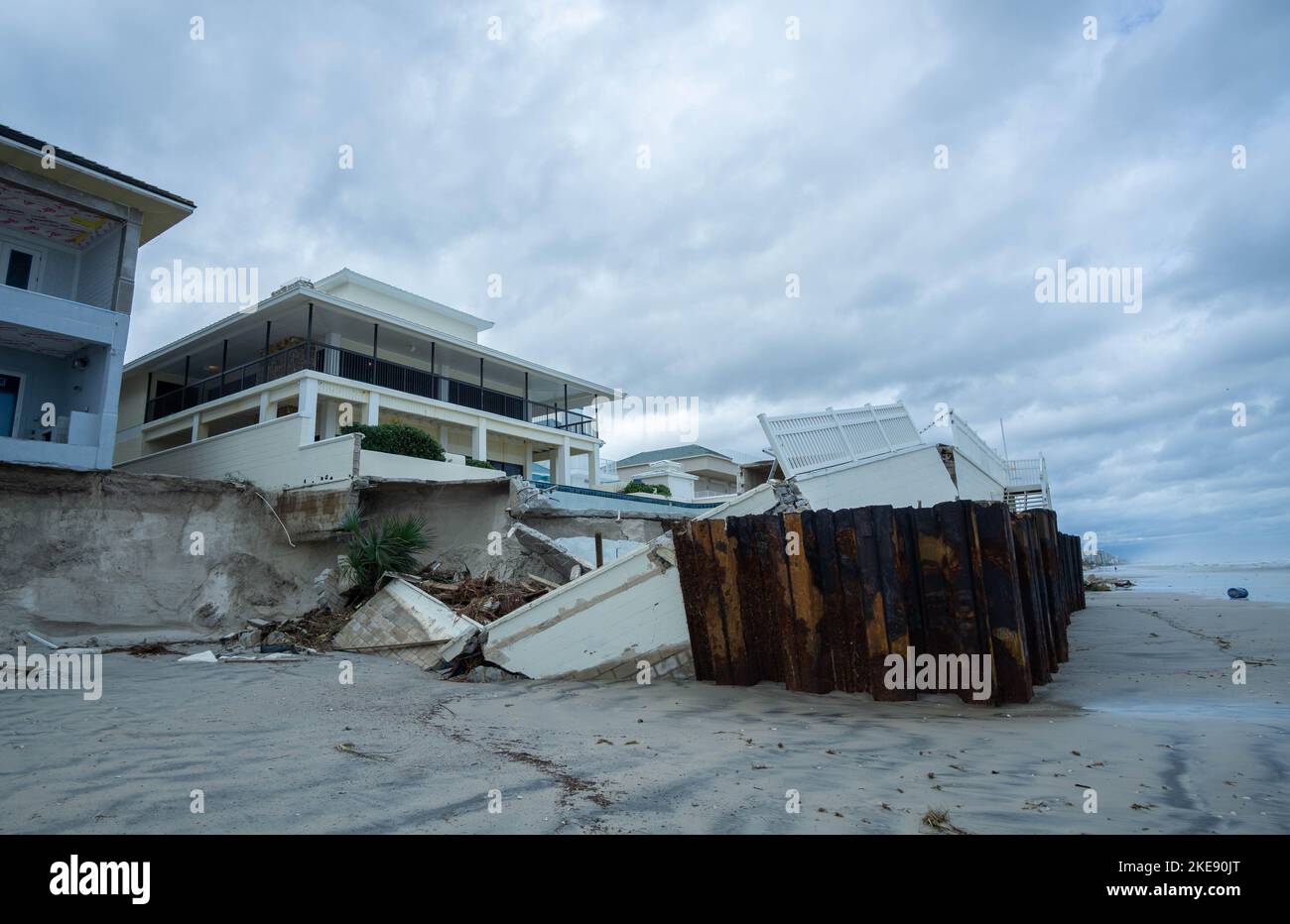 A beachfront house in Ponce Inlet stands amid the destruction of its ...
