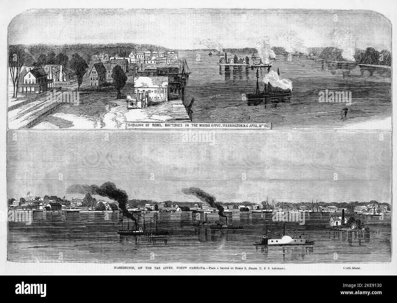 Shelling of Rebel batteries in the woods opposite Washington, North ...