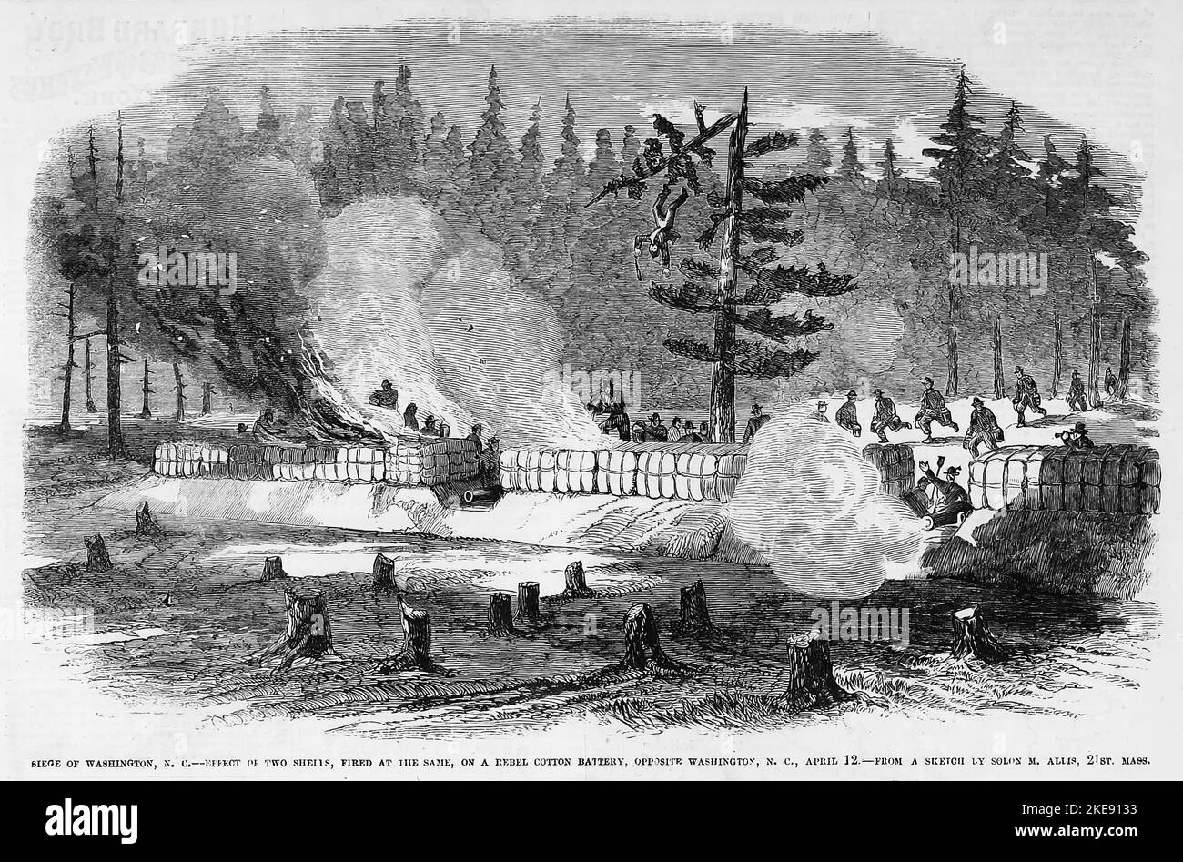 Siege of Washington, North Carolina - Effect of two shells, fired at ...