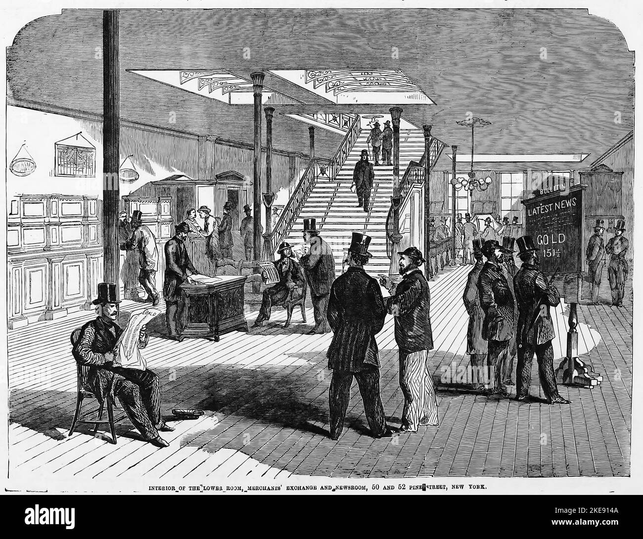 Interior of the lower room, Merchants' Exchange and Newsroom, 50 and 52 ...