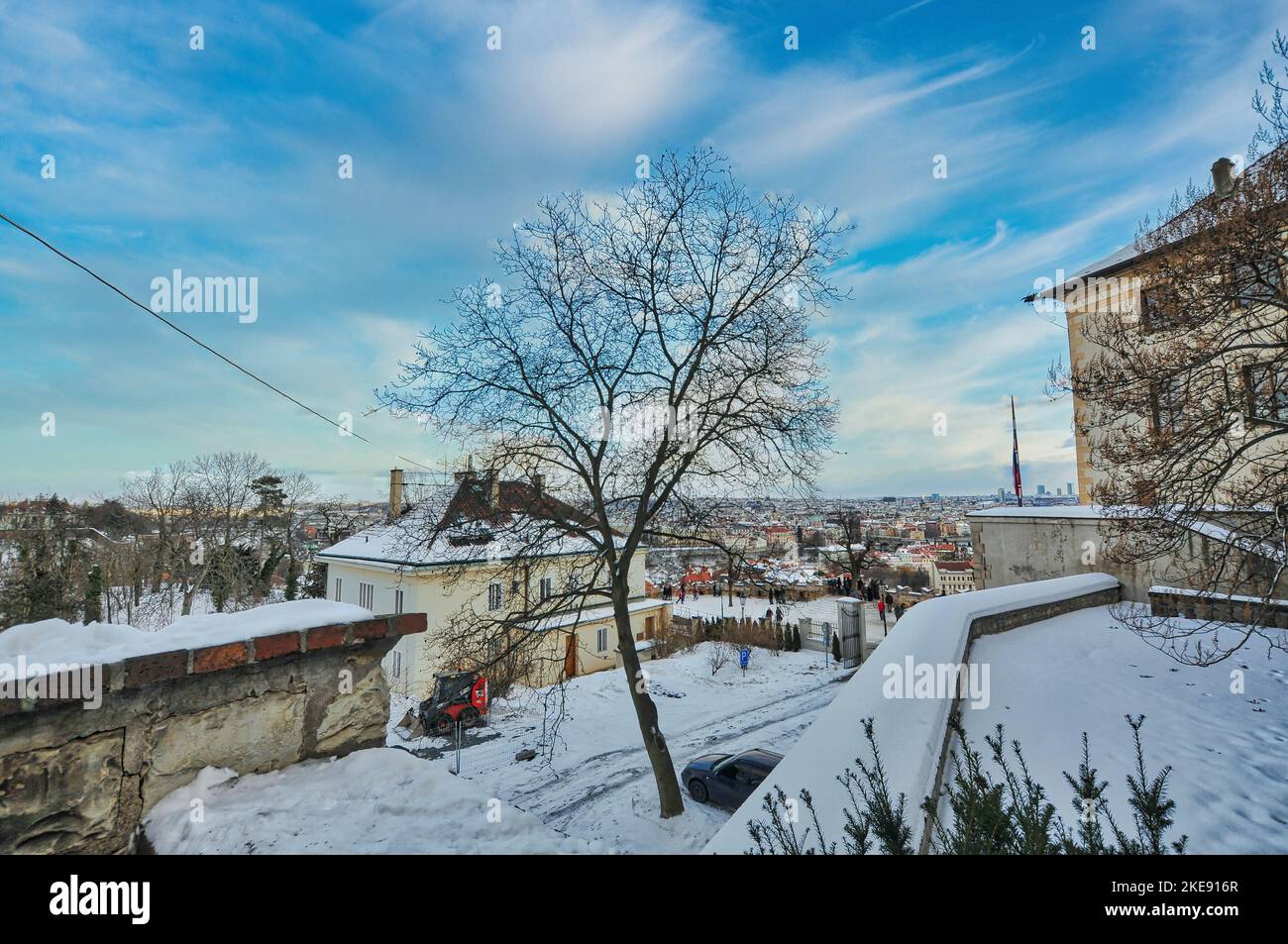 A beautiful view of building in Prague, Czech Republic in winter Stock ...