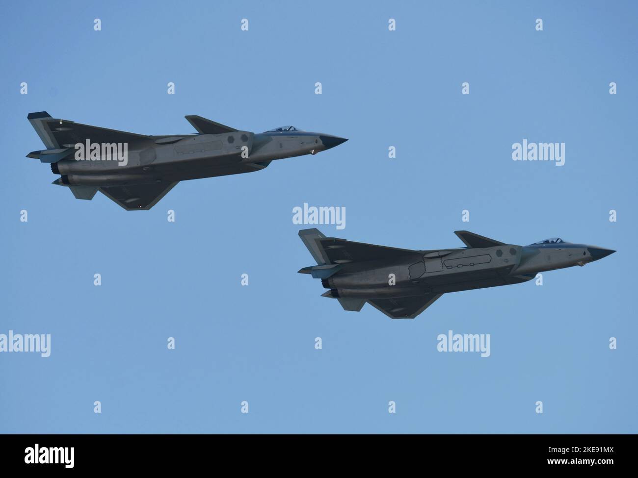 ZHUHAI, CHINA - NOVEMBER 10, 2022 - Chengdu J-20 stealth fighter jets ...