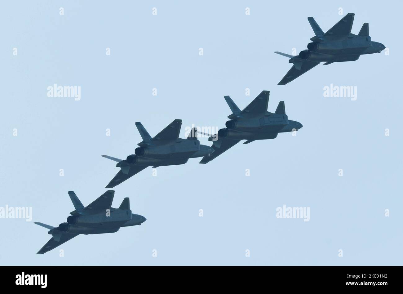 ZHUHAI, CHINA - NOVEMBER 10, 2022 - Chengdu J-20 stealth fighter jets ...