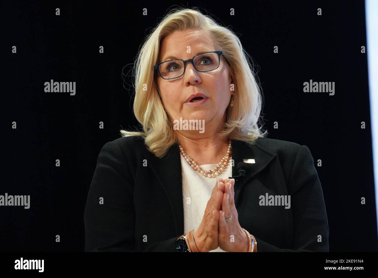New York, NY, USA. 10th Nov, 2022. Congresswoman LIZ CHENEY speaks at ...
