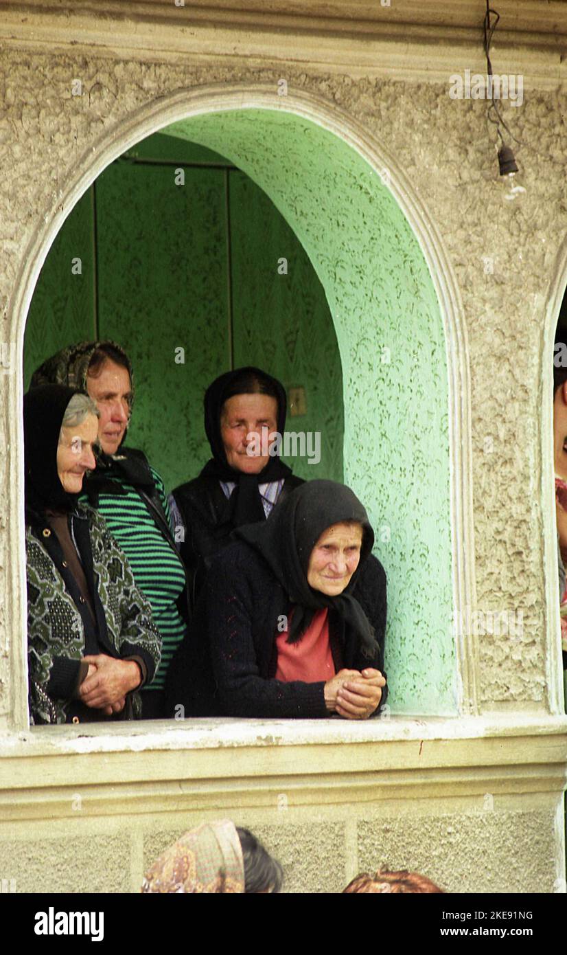 Hunedoara County, Romania, 2003. Members of the Momarlani community ...