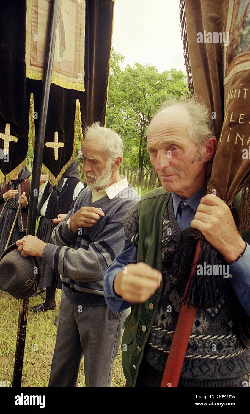 Hunedoara County, Romania, 2003. Members of the Momarlani community ...